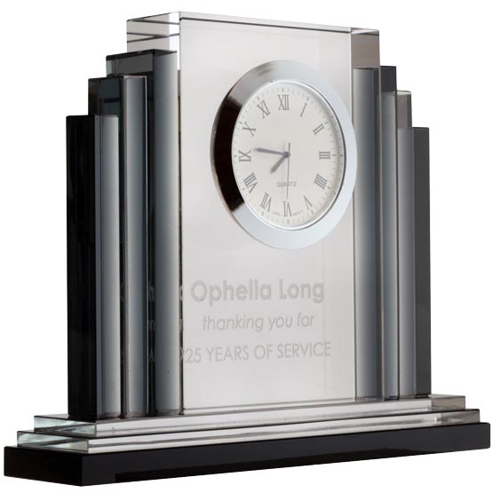 Desk Clock - Art Deco with Black Base | PlaqueMaker.com