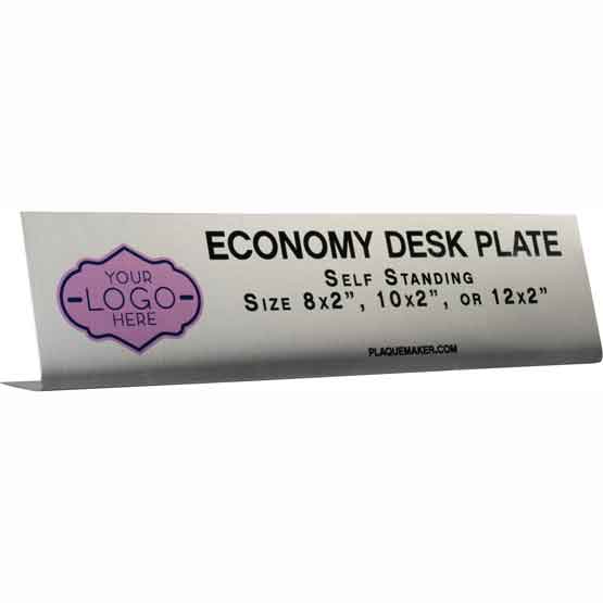 Free Standing Economy Metal Name Desk Plate | PlaqueMaker.com