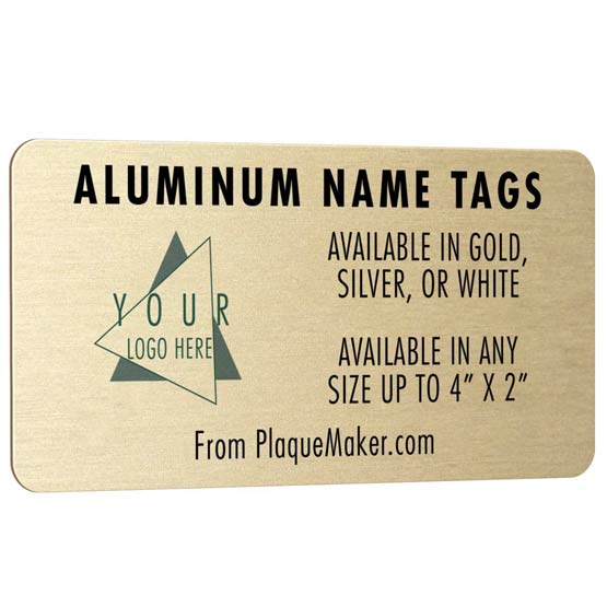 Custom Name Tag with Logo, Aluminum | PlaqueMaker.com