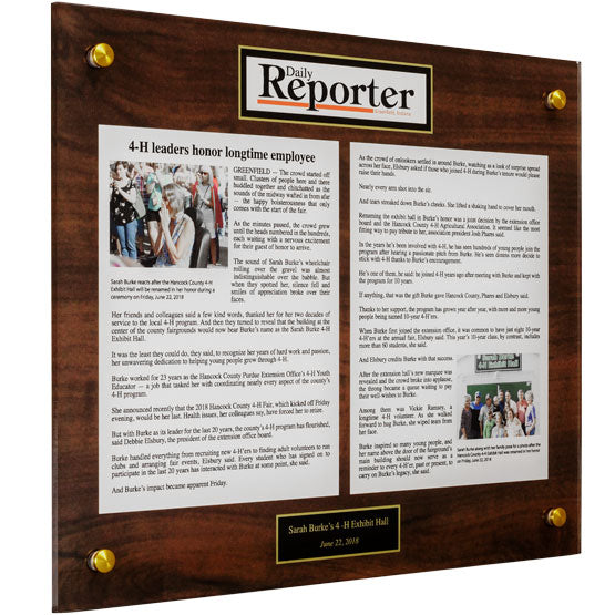 Custom Newspaper Plaques - Acrylic Plaque | PlaqueMaker.com