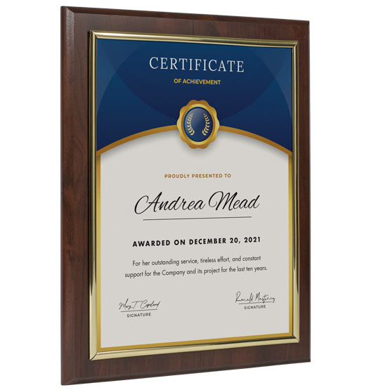 Certificate Plaque Display Kits - Frame | PlaqueMaker.com