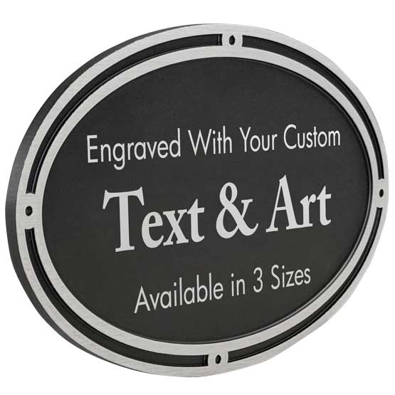 Oval Cast Metal Signs, Screws or Stand | PlaqueMaker.com